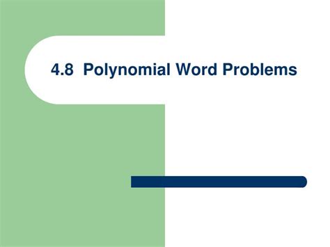PPT Polynomial Word Problems PowerPoint Presentation Free Download ID