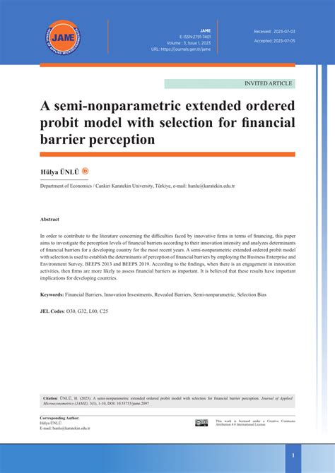 Pdf A Semi Nonparametric Extended Ordered Probit Model With Selection