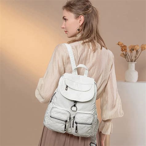 여성용 패션 소프트 Pu 가죽 백팩 방수 화이트 여행용 백팩 백팩 Aliexpress
