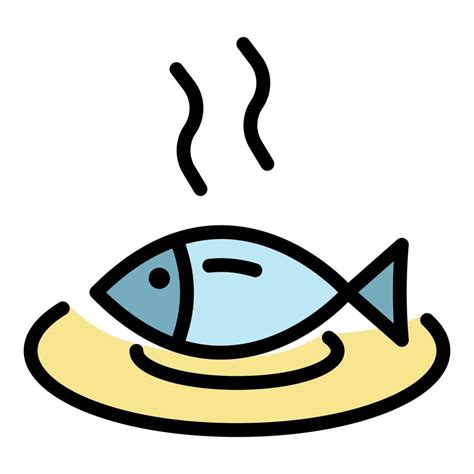 Hot Cooked Fish Icon Color Outline Vector 15140871 Vector Art At Vecteezy