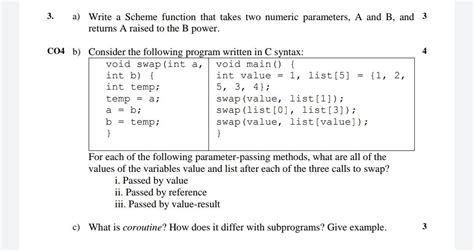Solved 3 A Write A Scheme Function That Takes Two Numeric