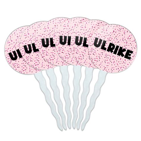 Ulrike Cupcake Picks Toppers Set Of 6 Pink Speckles
