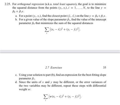 25 For Orthogonal Regression Aka Total Least