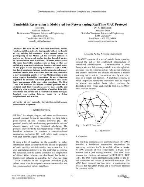 Pdf Bandwidth Reservation In Mobile Ad Hoc Network Using Realtime Mac