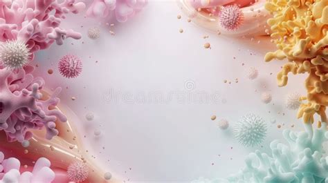 Colorful Close Up Of Microscopic Organisms And Bacteria Showcasing A Vibrant And Detailed