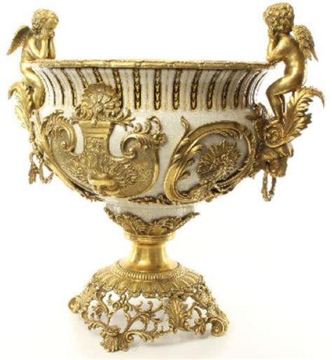 Casa Padrino Luxus Barock Porzellan Blumentopf Engel Weiß Gold H cm Prunkvoller
