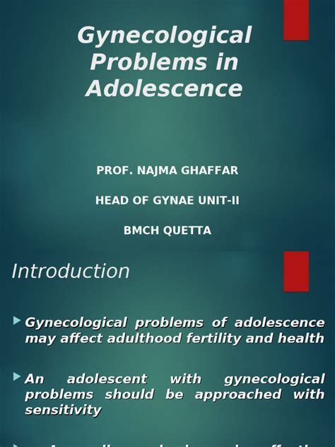 Gynecological Problems In Adolescence Final Pdf Clinical Medicine
