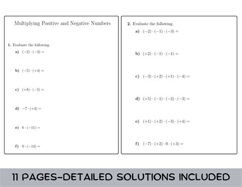 Positive And Negative Multiplication Worksheets Multiplication Worksheets