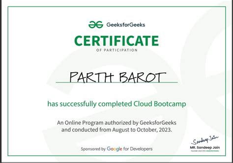 Parth Barot On Linkedin 🌟 Excited To Share That I Have Successfully Completed The Cloud Bootcamp…