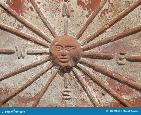 Compass Rose Or Compass Card With The Sun In The Centre On A Ceramic