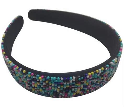 Casual Wear Plastic And Beads Multicolor Beaded Hair Band Size 5 Inch