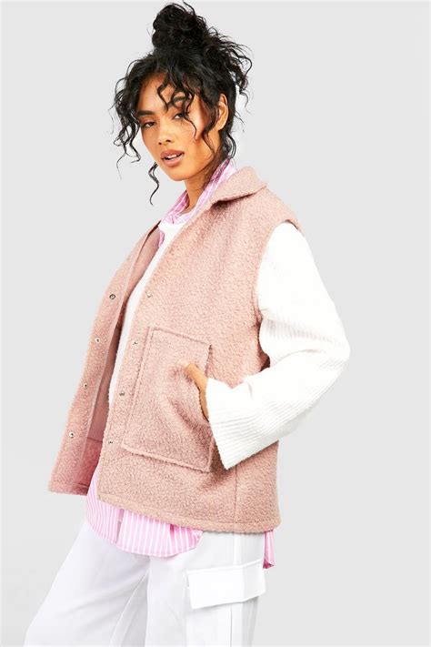 Oversized Boucle Wool Look Gilet Boohoo Uk