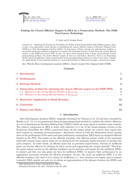 Pdf Finding The Closest Efficient Targets In Dea By A Numeration Method The Fdh Non Convex