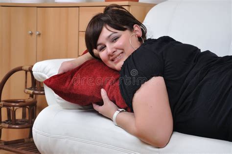 Girl On Red Pillow Stock Image Image Of Easing Lady 13429583