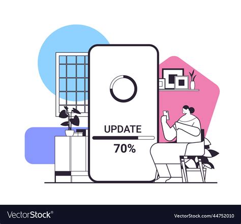 Woman Updating Operating System Update Process Vector Image