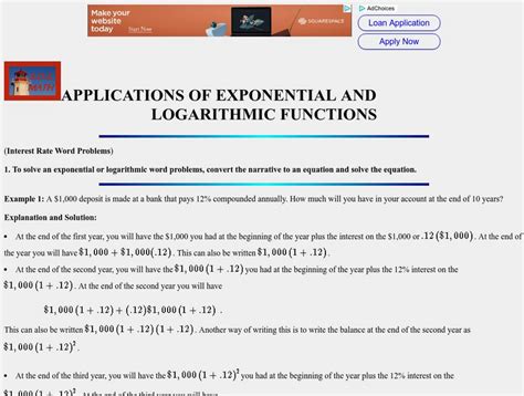 Sos Mathapplications Of Exponential And Logarithmic Functions
