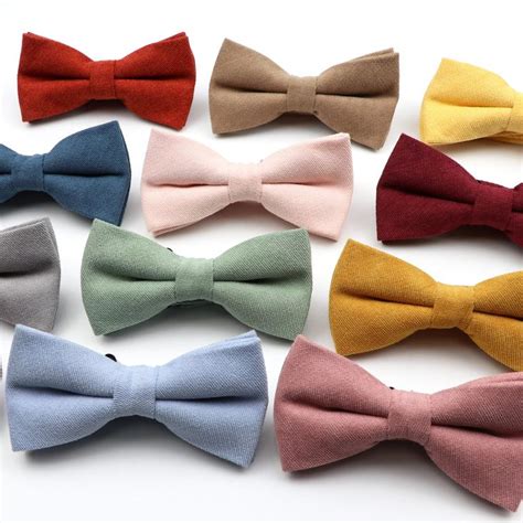 Solid Soft Cotton Bow Tie Pre Tied Mens Bow Ties Soft Suede Tie