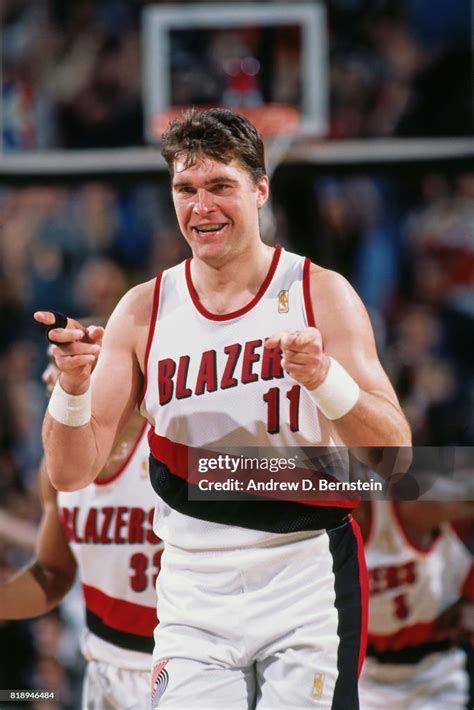 Arvydas Sabonis Of The Portland Trail Blazers Smiles During A Game At