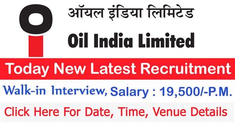Oil India Recruitment 2023 For Walk In Interview On 19th October 2023