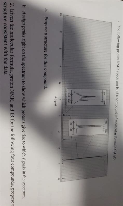 Solved 1 The Following Proton Nmr Spectrum Is Of A Compound