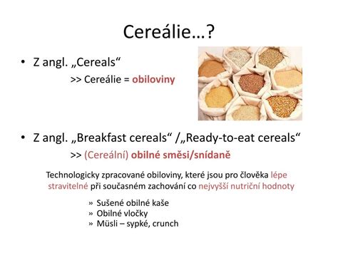 PPT Snídaňové cereálie ve stravě dětí zdravá snídaně nebo sladká pochoutka PowerPoint
