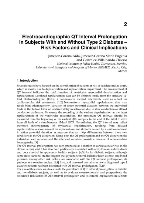 PDF Electrocardiographic QT Interval Prolongation In Subjects With And Without Type Diabetes