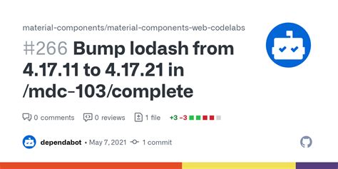 Bump Lodash From 41711 To 41721 In Mdc 103complete By Dependabot