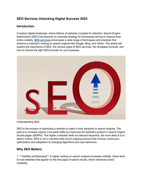 Ppt Seo Services Unlocking Digital Success 2024 Powerpoint