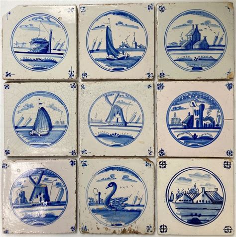 Antiguos Azulejos Azules De Delft Con Molinos De Viento Catawiki