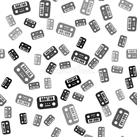 白色背景上突显的黑色玩具钢琴图标无缝图案 儿童玩具 矢量图 向量例证 插画 包括有 收集 图标 198232512