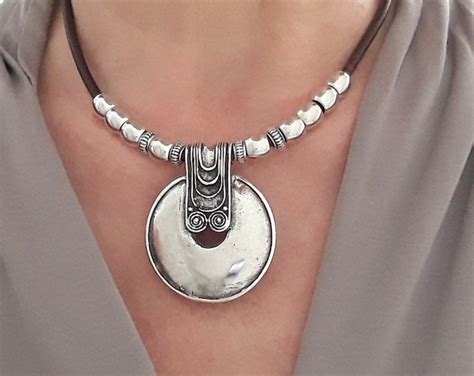 Tribal Ethnic Stone Necklace African Gemstone Statement Necklace Big