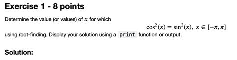 solved exercise 1 8 points determine the value or values