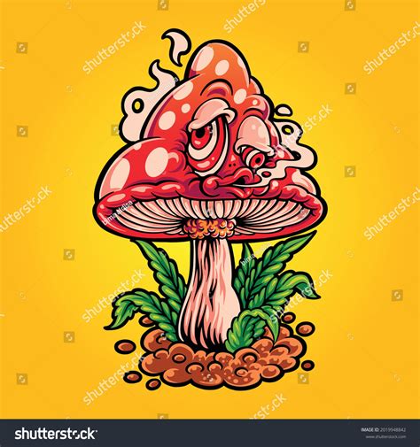 Red Magic Mushroom Cartoon Illustration Stock Vector Royalty Free