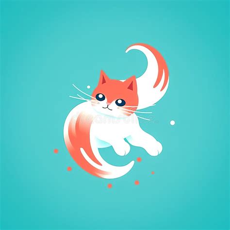 Cheerful Little Kitty Logo Design Generative Ai Stock Illustration
