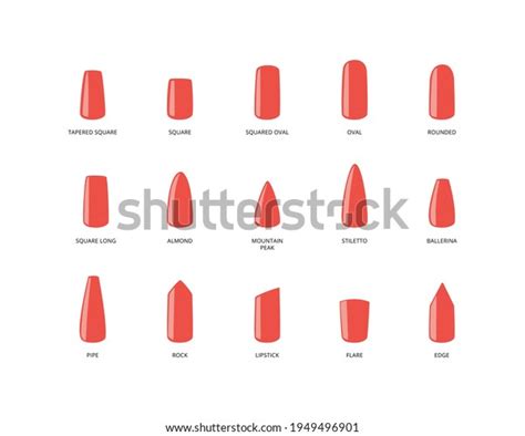 Different Shapes Female Invoices Nails Red Stock Vector Royalty Free 1949496901 Shutterstock