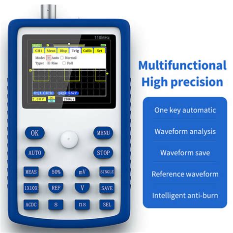 Professional Handheld Oscilloscope Enhanced Waveform Storage 110mhz