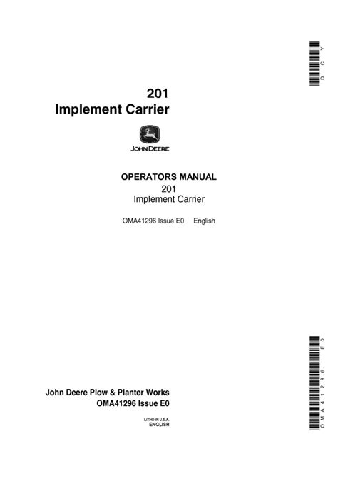 Ppt John Deere 201 Implement Carrier Operators Manual Instant