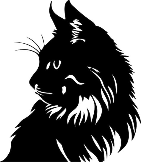 Silueta Negra De Gato Siberiano Con Fondo Transparente Vector Premium