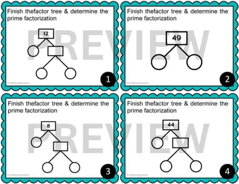 Prime Factorization Factor Trees Task Cards 6th Grade Math Tpt