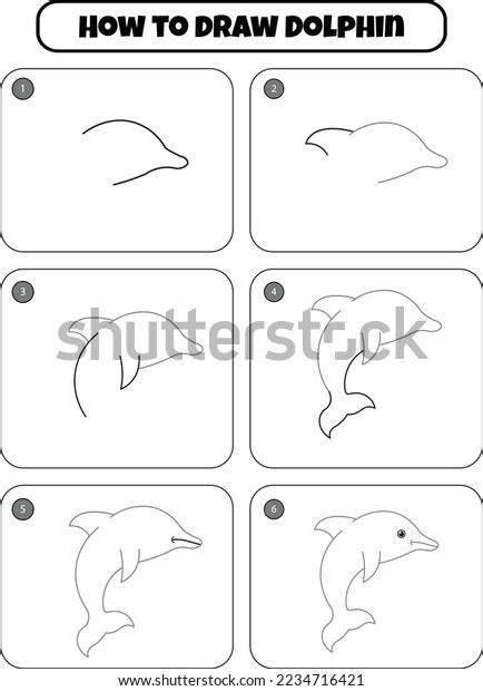How Draw Dolphin Step By Step Stock Vector Royalty Free 2234716421