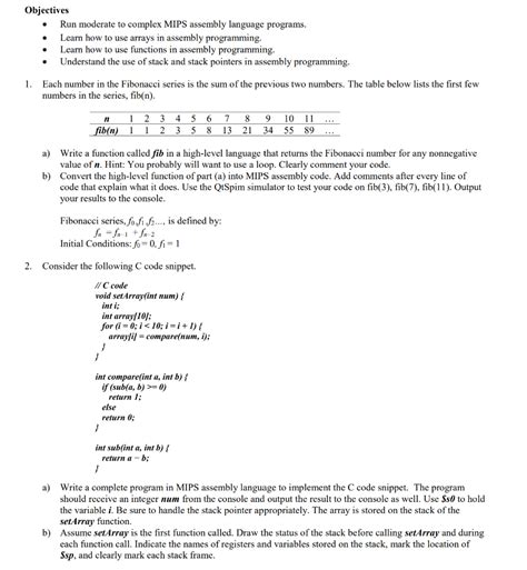Solved Objectives Run Moderate To Complex Mips Assembly