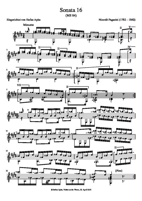 Paganini Nicolo Guitar Sonata In E Major Ms No Classical Guitar Library Classical