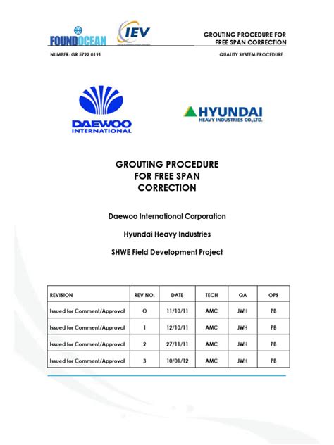 Grouting Procedure For Free Span Correction Pdf