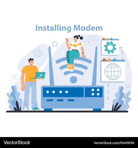 Wi Fi Network Specialist Setting Up Developing Vector Image