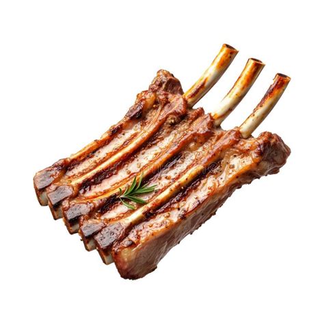Juicy Grilled Rack Of Lamb With Char Marks Seasoned And Cooked To