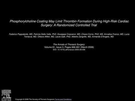 Phosphorylcholine Coating May Limit Thrombin Formation During High Risk