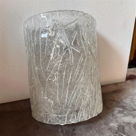 Mid Century Modern Frosted Murano Glass Rectangular Wall Sconce From