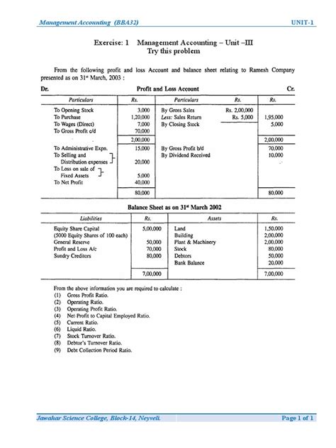 Ratio Analysis Problems Pdf