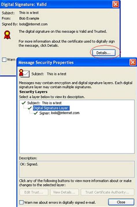 Message Security Properties In Outlook 2007