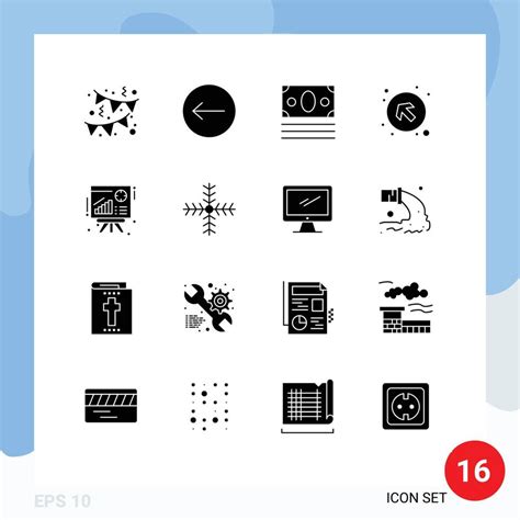 Set Of 16 Vector Solid Glyphs On Grid For Sales Chart Online Graph Up